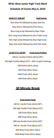Wauneta-Palisade Schools - RPAC Junior High Track Meet 2019